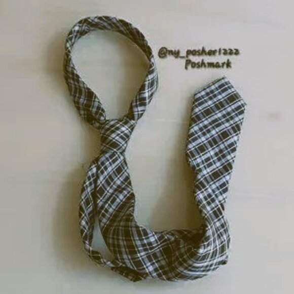 H&M | Accessories | Plaid Skinny Tie Navy Blue | Poshmark